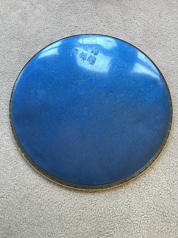 Remo Colorflake 20” bass drum head Blue sparkle | Reverb