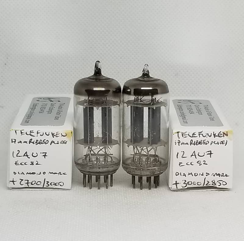 Telefunken 12AU7 Ribbed Gray Plate Well Balanced (10.0%) Pair | Reverb