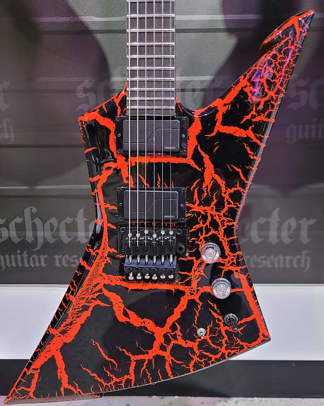Schecter BalSac E-1 FLoyd Rose Electric Guitar Black Orange | Reverb