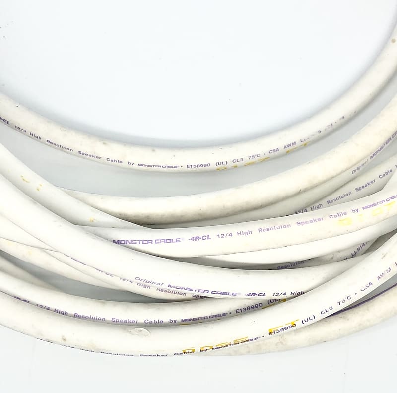 Monster 12/4 CL3 Speaker Cable 4 conductor White 40FT Free | Reverb