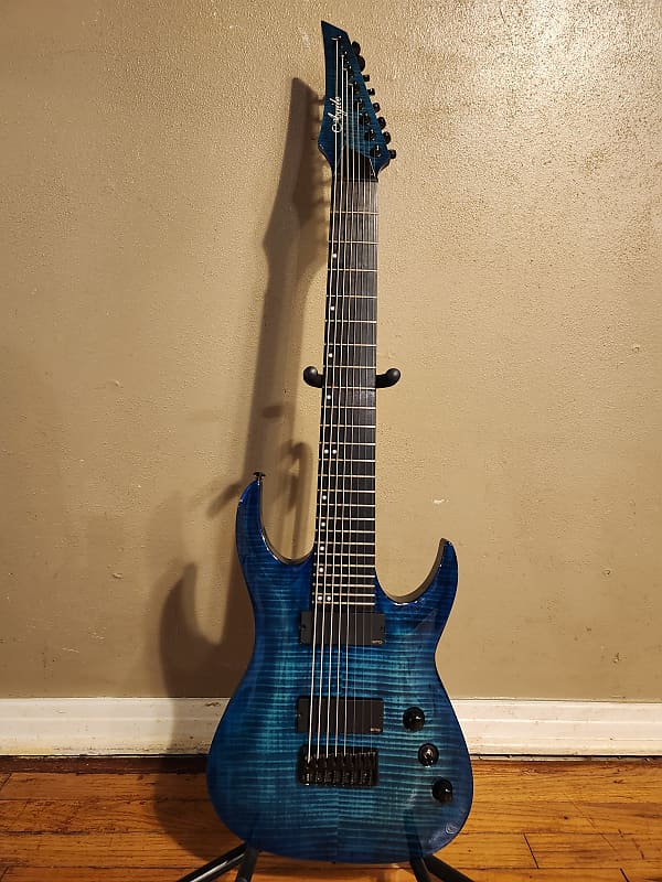 Agile Septor Elite 827 Blue Flame W/EMG 808's & Hardshell | Reverb