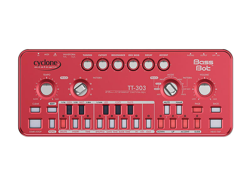 Cyclone Analogic Bass Bot TT-303 Mk2 Analog Synthesizer (Red) | Reverb