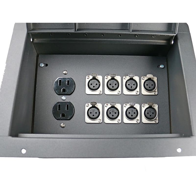 Recessed stage floor pocket box with 8 XLR female mic jacks | Reverb