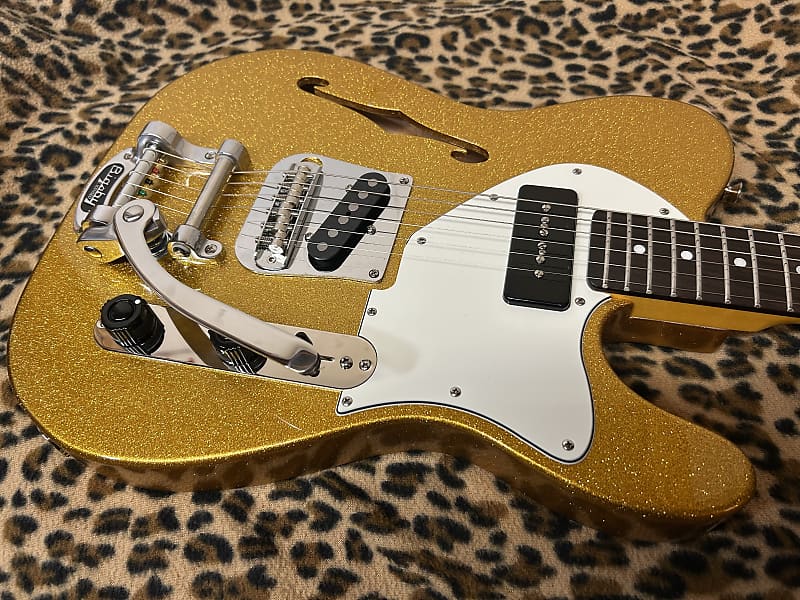 Custom Tele Gold Sparkle Thinline with Bigsby | Reverb