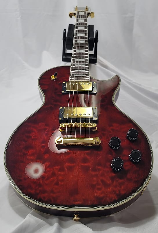 Custom LP Style Single Cutaway - Black Cherry Quilt Top - | Reverb