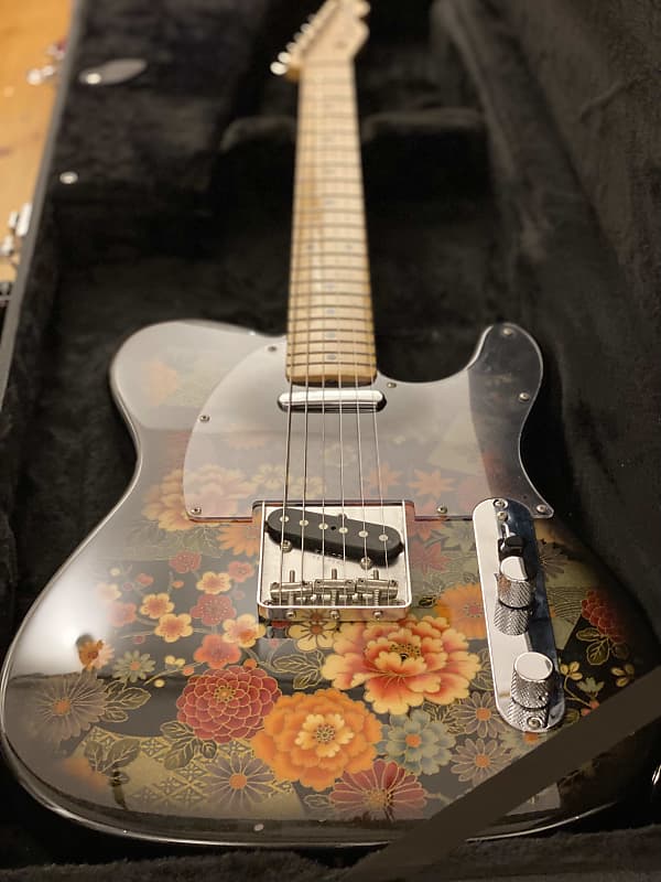 Very Rare Fender Japan Telecaster Black Floral Custom Order | Reverb