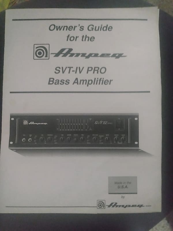 Ampeg SVT-4 Pro Owners Manual For SVT 4-Pro With Blue And | Reverb UK