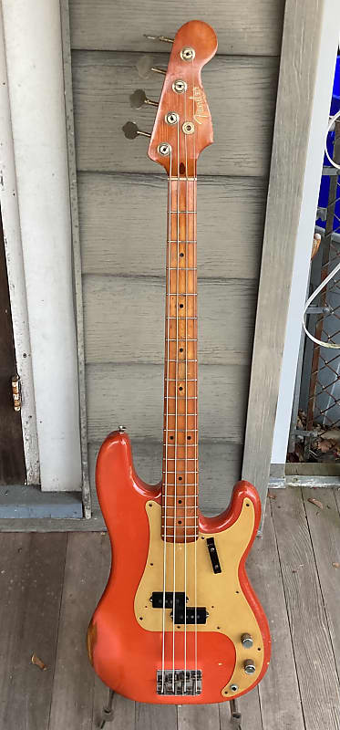 1983 Fender Fullerton '57 Reissue Precision Bass, Fiesta Red | Reverb