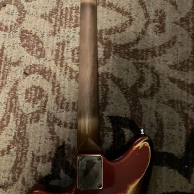 MJT Jazzmaster - Candy Apple Red over 3-Tone Sunburst | Reverb