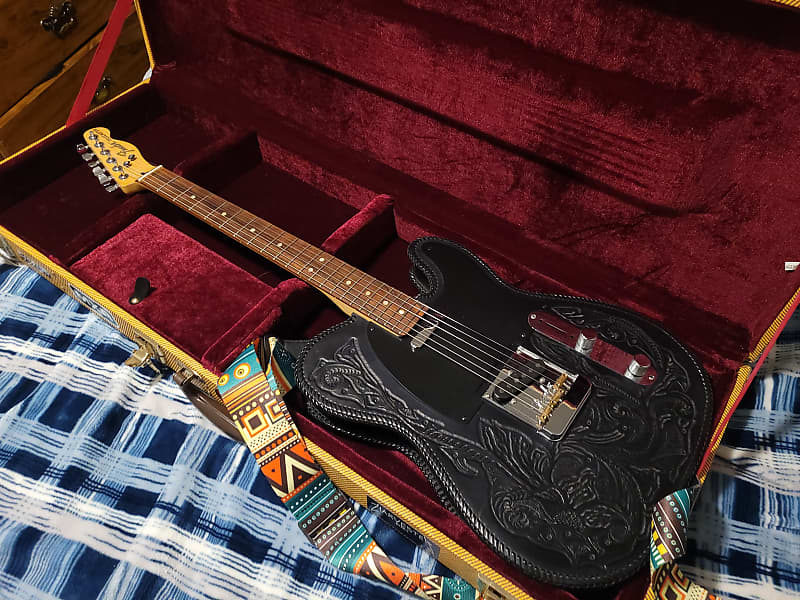 Fender Telecaster Custom - Black Tooled Leather | Reverb