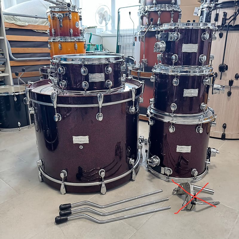 Mapex Saturn III 24,10,12,14 + 14x6,5 drum kit - Black cherry | Reverb