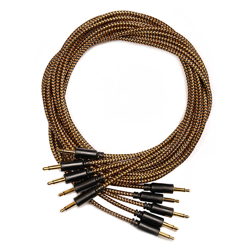 120cm (5 cables)- Eurorack Braided Patch Cables with Gold | Reverb