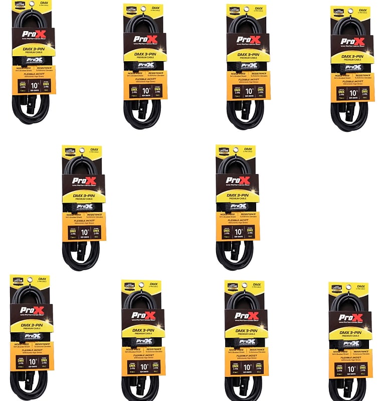 10X ProX XCP-DMX10 10 Ft. DMX XLR3-M to XLR3-F Premium Cable | Reverb