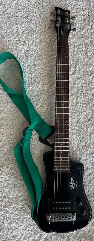 Hofner 6 String Shorty Electric Travel Guitar- Black w/Gig | Reverb