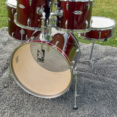 90's-00's Apollo 5 PC Red Sparkle Drum Set | Reverb