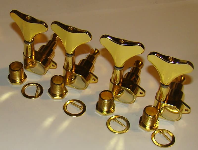 Contemporary Style Mini Button Bass Tuners - Gold Finish - 4 | Reverb