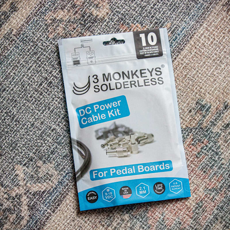 3 Monkeys Solderless DIY 9-18v 2.1mm DC Power Cable Kit | Reverb