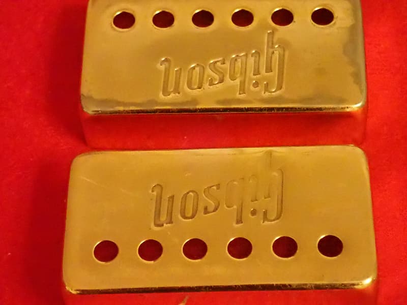 Vintage Embossed Gibson Humbucking Gold Pickup Cover 1970’s, | Reverb