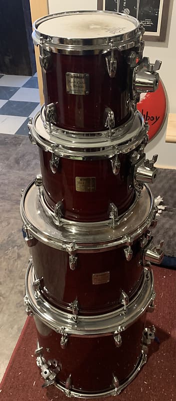Yamaha Tom Shell Pack Beech Custom Absolute Cherry Red | Reverb