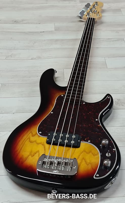 G&L Tribute Kiloton Fretless Bass RW, 3-Tone Sunburst | Reverb