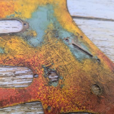 stratocaster pickguard - 11 holes Steel rust relic | Reverb