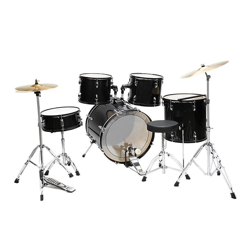 5-Piece Complete Full Size Pro Adult Drum Set Kit With Stool | Reverb
