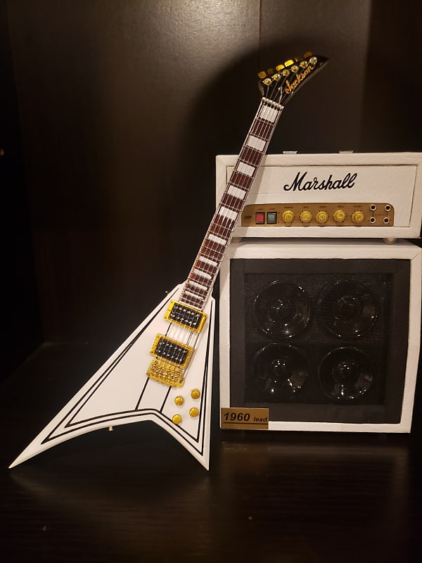 Axe Heaven Randy Rhoads Miniature Replica White "V" W/ | Reverb
