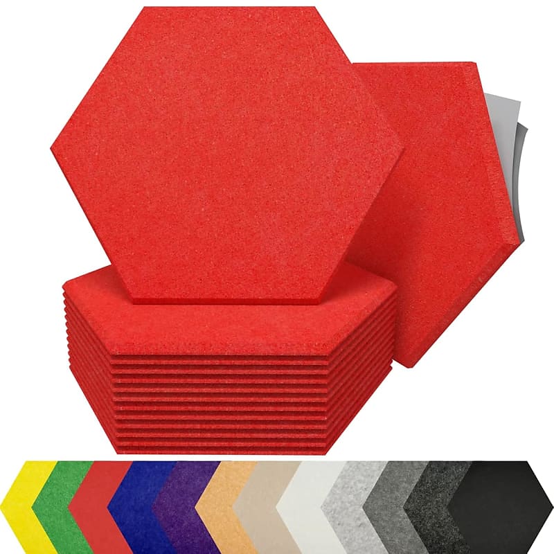 Hexagon Acoustic Panels For Sound Dampening - 12 Pack Self | Reverb