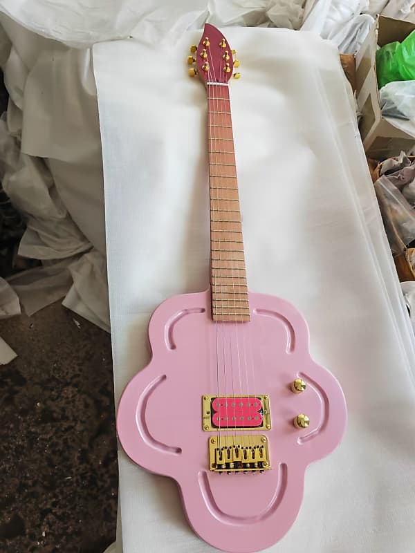 Custom Pink Guitar with Single Humbucker Pickup, Maple Neck, | Reverb