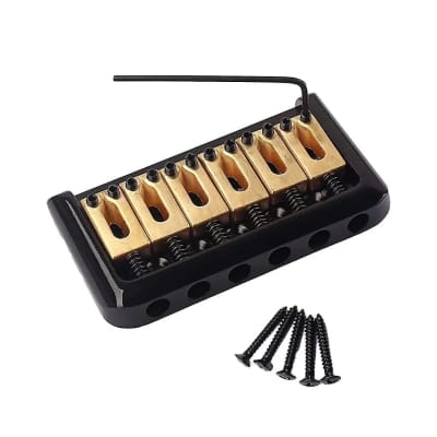 Black Guitar Strat Tele Style Fixed Bridge with Brass Saddles | Reverb