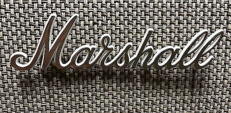 Marshall 6” Gold Script Logo from Reissue Basketweave Cab | Reverb