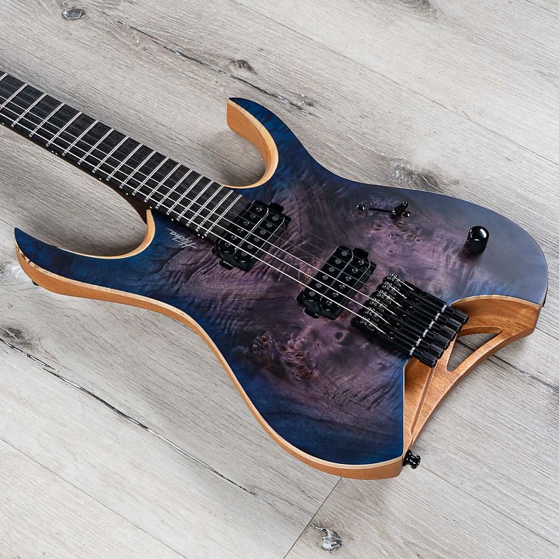 Mayones Hydra Elite 6 Headless Guitar, Ebony, Dirty Purple | Reverb