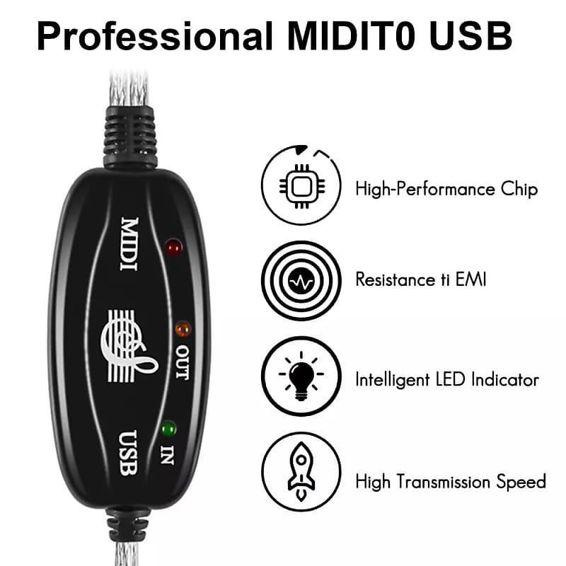 Usb In-Out Midi Interface Cable Converter To Pc Music | Reverb