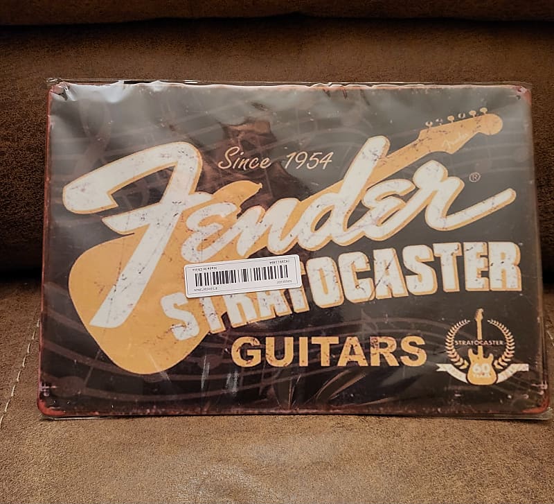 Fender Stratocaster Metal Tin Sign. 8" x 12" Fender | Reverb