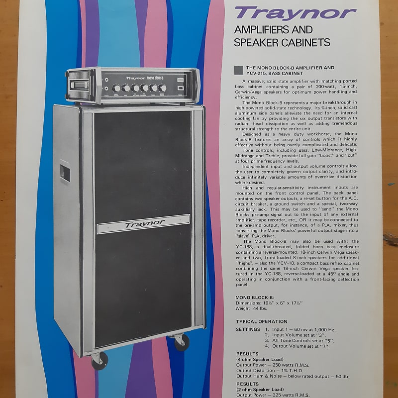 Traynor amplifier and PA catalogs, early 1970s. Original! Not | Reverb