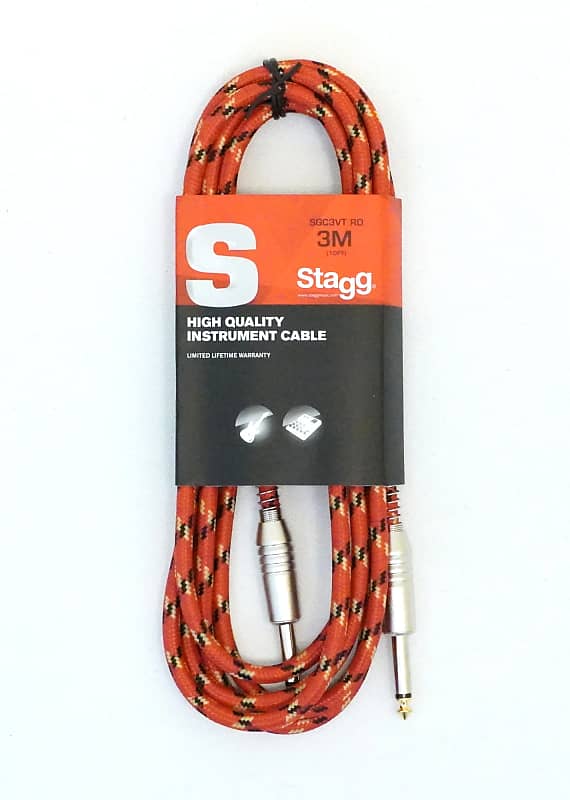 Stagg Guitar/Instrument Cable 10 Foot Tweed Red | Reverb