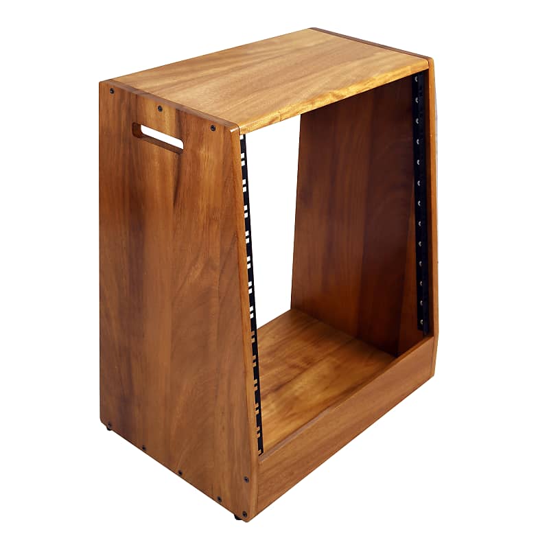 Studio rack 19" solid Iroko wood for audio units slanted 12U | Reverb