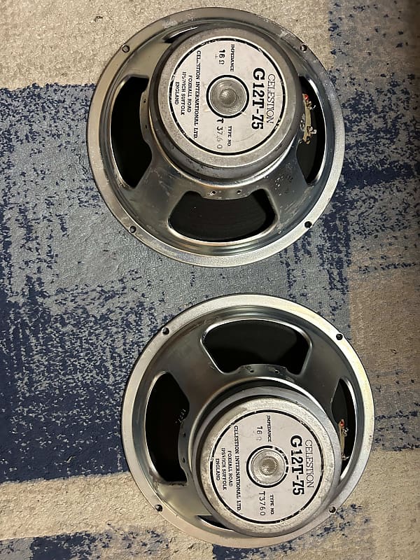 1984 Celestion Vented G12T-75 - 16 Ohm Speaker Pair - Made in | Reverb
