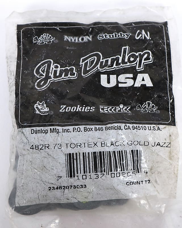 Dunlop 482R .73 Tortex Jazz III Black and Gold 72 Guitar | Reverb