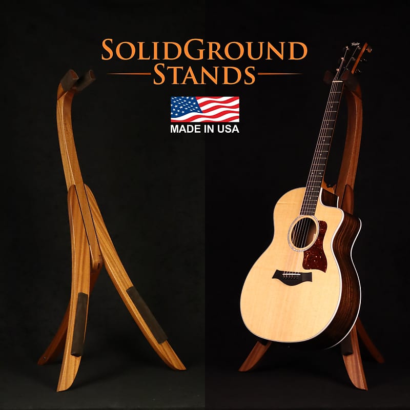 Wood Guitar Stand Sapele Mahogany by Solid Ground Stands | Reverb
