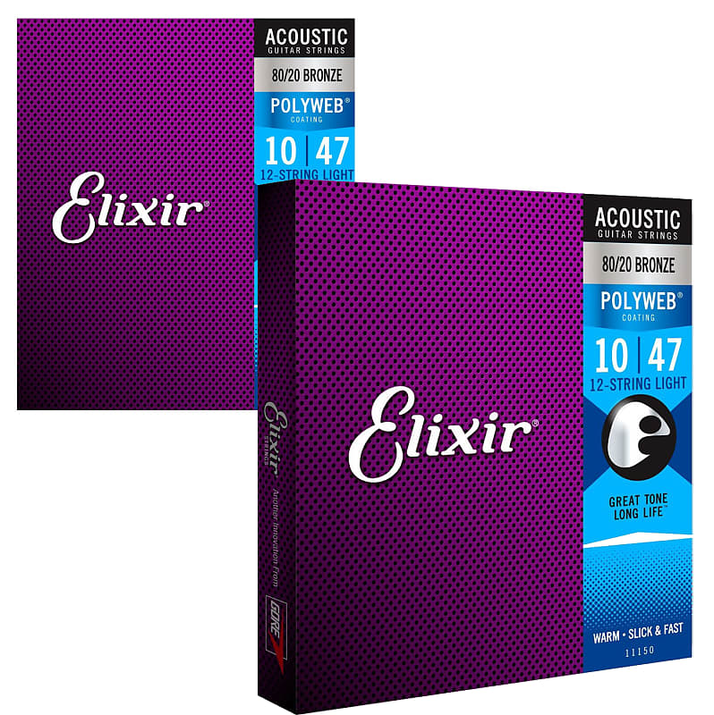 Elixir 11150 Bronze Polyweb 12 String Acoustic Strings TWIN | Reverb