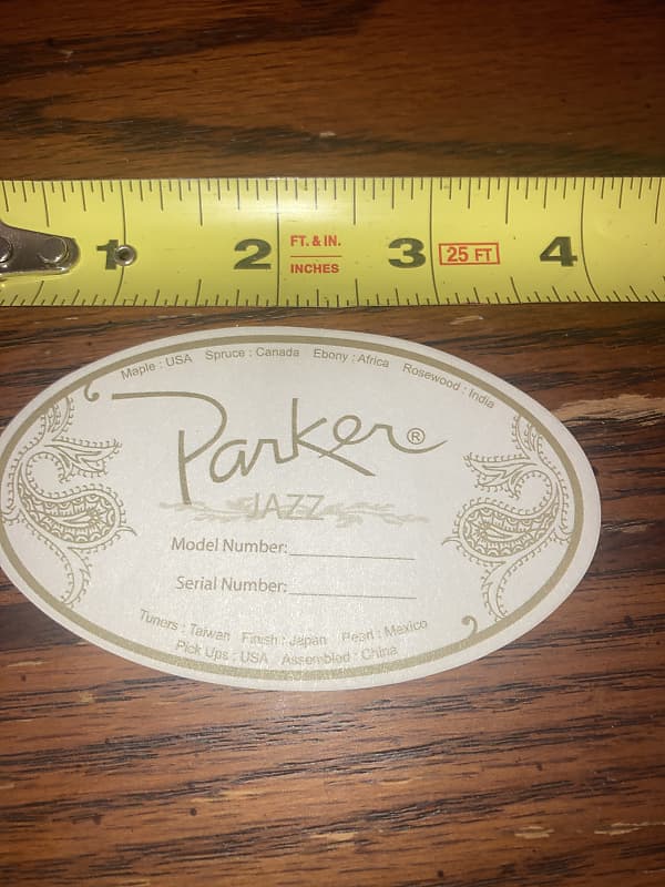 Parker Jazz guitar sound hole label 2000’s Tan and brown | Reverb
