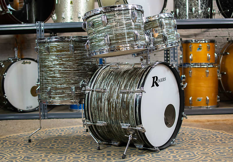 1960s Rogers "Londoner" Blue Strata Pearl Drum Kit | Reverb Canada