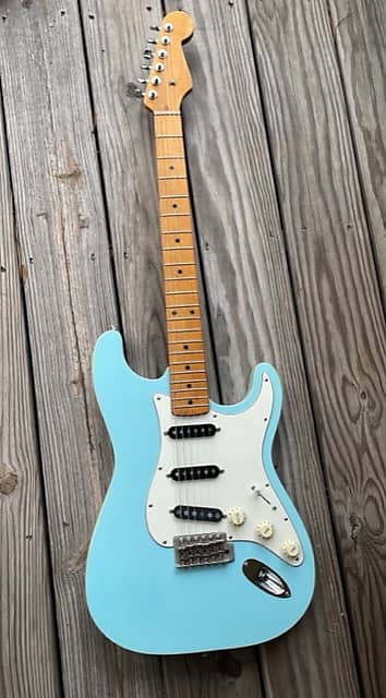 Partscaster Strat Sonic Blue Revised , Lots of upgrades, Fat | Reverb