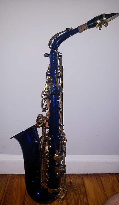 Cecilio Mendini Eb Alto Sax Blue w/ case, extra reeds & strap | Reverb