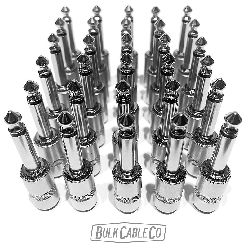 30 Pack - BulkCableCo 1/4" Straight Short Body Connectors - | Reverb