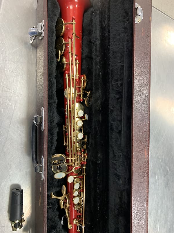 LA Sax Soprano saxophone red with case nice shape | Reverb
