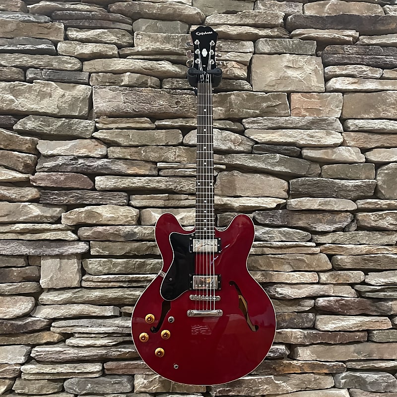 Epiphone 335 Dot Lefty Cherry Red w/ HSC | Reverb