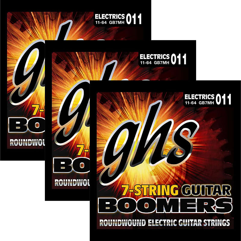 3 Sets GHS GB7MH Boomers 7-String Medium Heavy Roundwound | Reverb