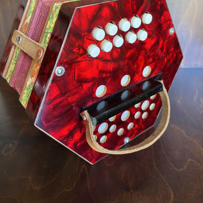 Scholer Concertina CHU100 20 button Accordion 1940 Red | Reverb